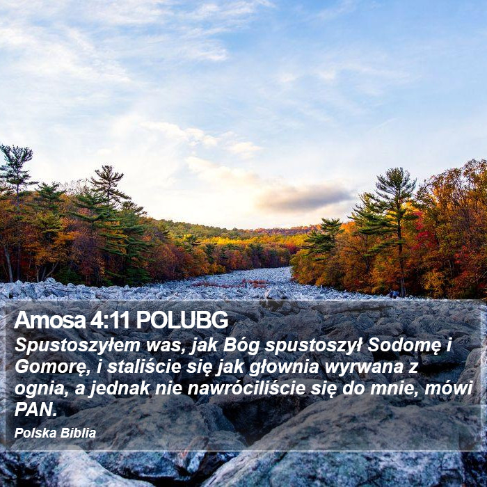 Amosa 4:11 POLUBG - Spustoszyłem was, jak Bóg spustoszył Sodomę i