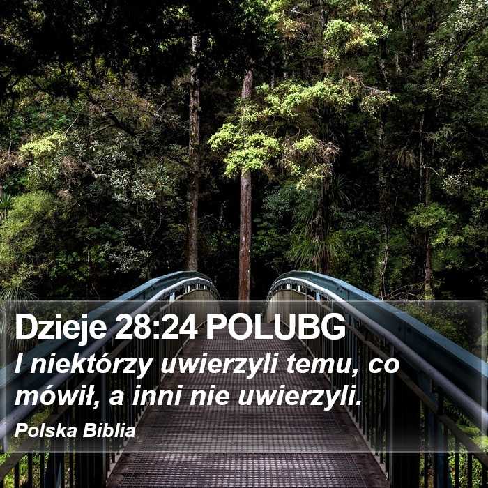 Dzieje 28:24 POLUBG - I niektórzy uwierzyli temu, co mówił, a inni