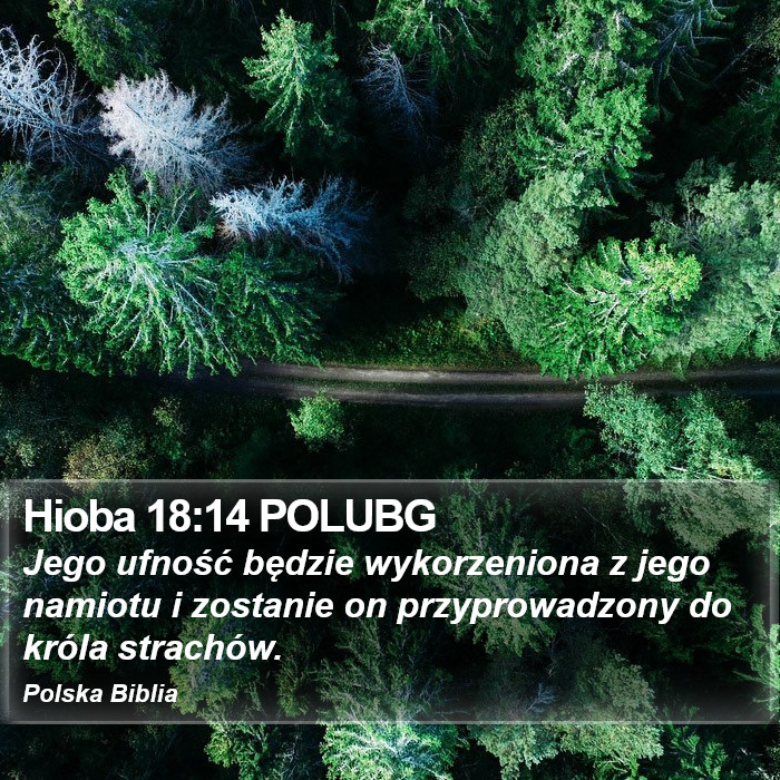Hioba 18:14 POLUBG - Jego ufność będzie wykorzeniona z jego namiotu