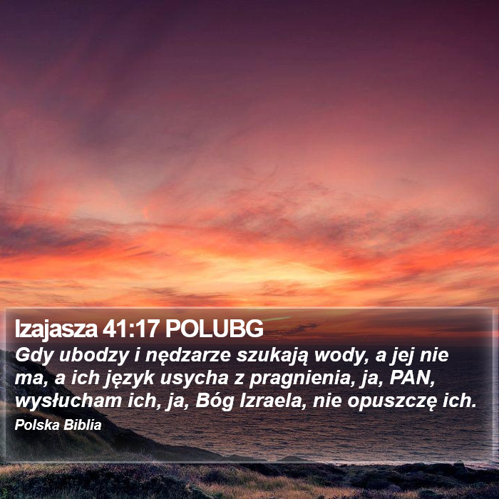 Izajasza 41:17 POLUBG - Gdy ubodzy i nędzarze szukają wody, a jej nie