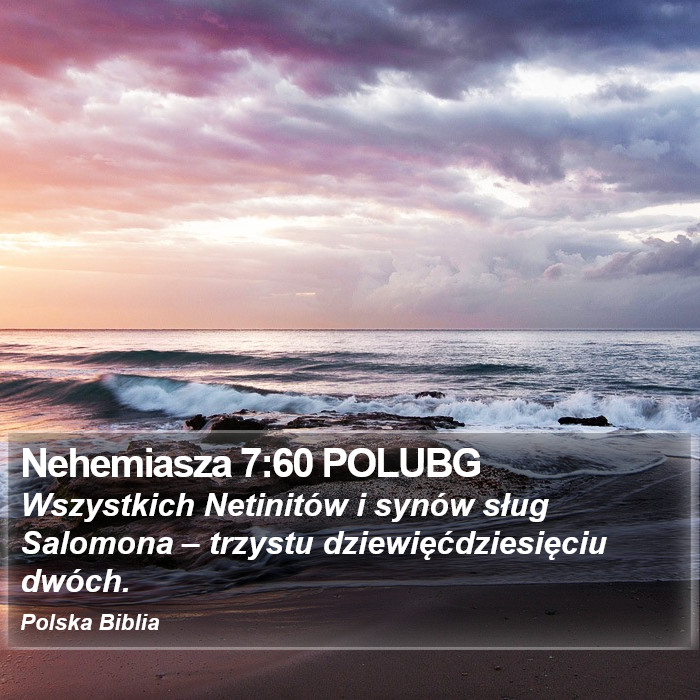 Nehemiasza 7:60 POLUBG - Wszystkich Netinitów i synów sług Salomona